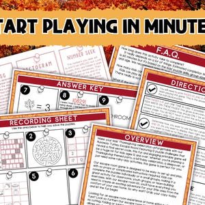Escape Room for Kids Thanksgiving, Indoor Scavenger Hunt, Thanksgiving ...