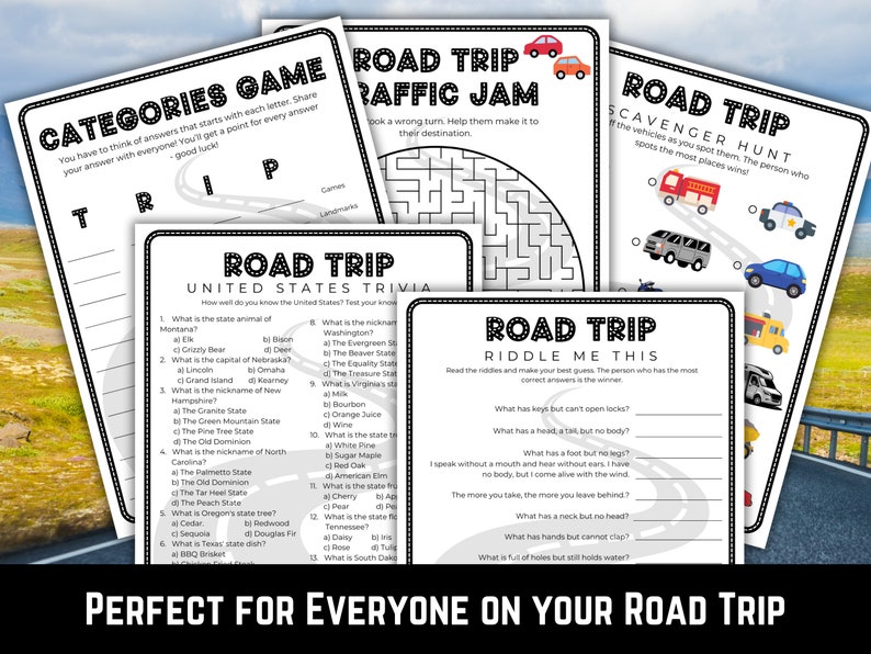 Road Trip Games Bundle, Road Trip Printable, Family Road Trip ...