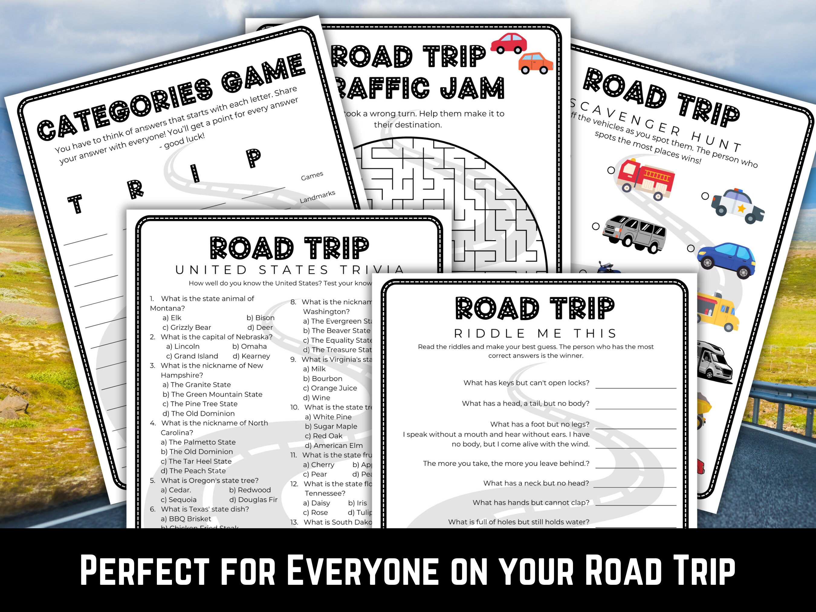 Road Trip Games Bundle, Road Trip Printable, Family Road Trip ...