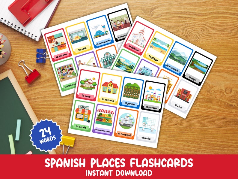 Printable Bilingual Places Flash Card, Lugares Tarjetas Para Niños ...