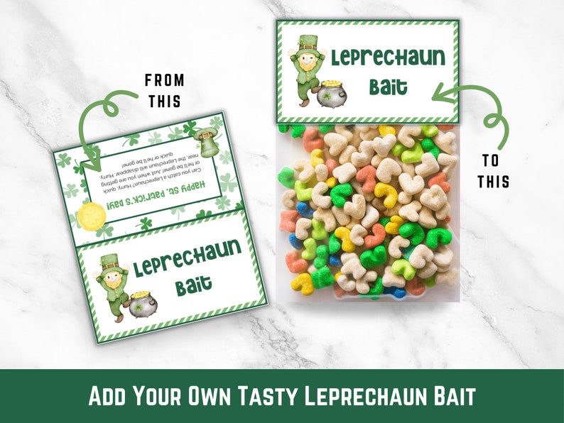 Leprechaun Bait Bag Topper, St. Patrick’s Day Printable Tag, Leprechaun ...