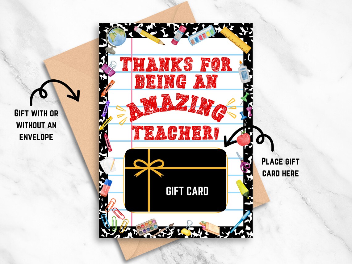 End of Year Teacher Gift, Printable Gift Card Holder Bundle ...