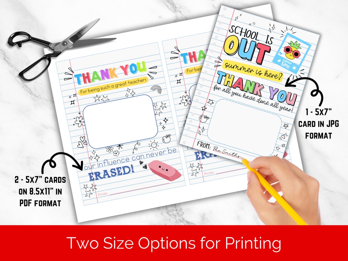 End of Year Teacher Gift, Printable Gift Card Holder Bundle ...