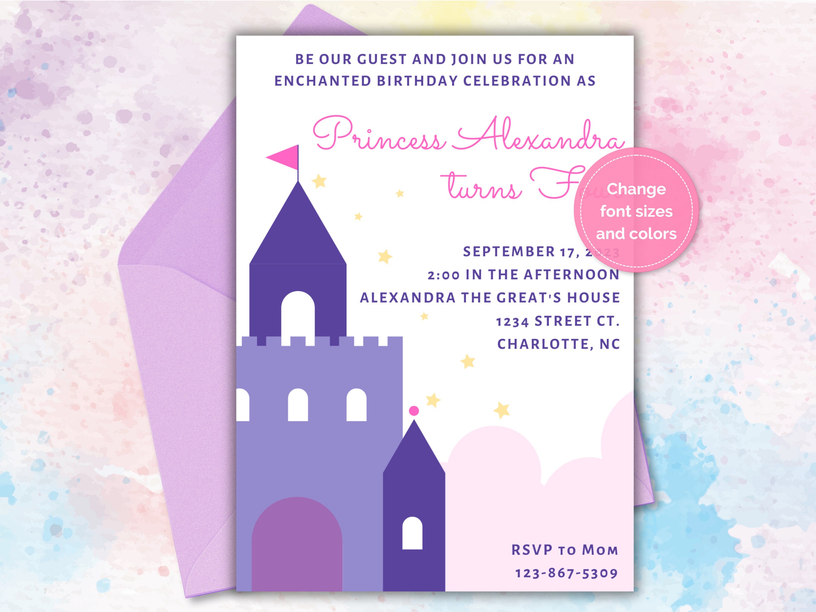 Editable Princess Birthday Invitation, Be Our Guest Invitation ...