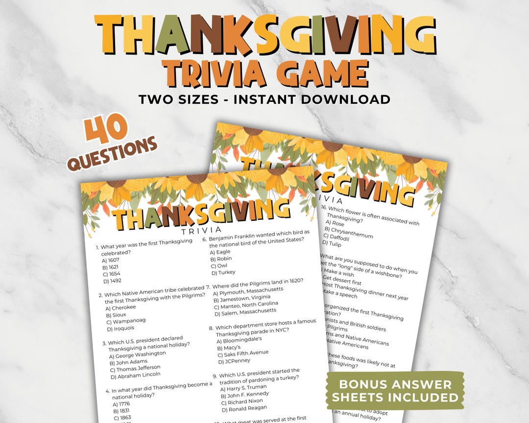 Thanksgiving Trivia Game, Friendsgiving Trivia Game, Friendsgiving ...