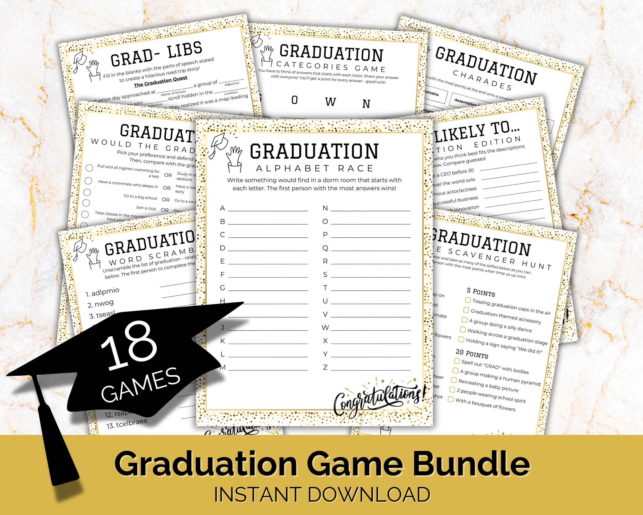 2025/2026 Graduation Party Games Bundle, Printable Grad Celebration ...
