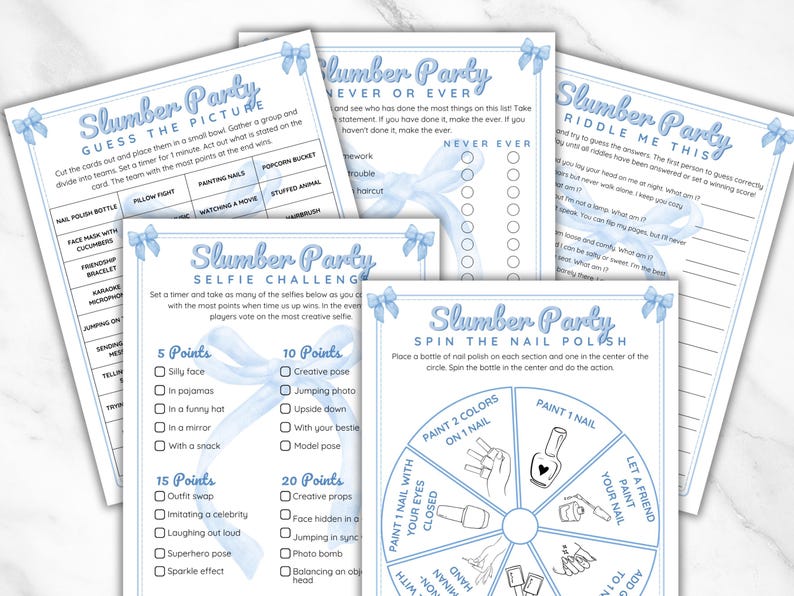 Slumber Party Sleepover Kit, Printable Slumber Party Games, 10th ...