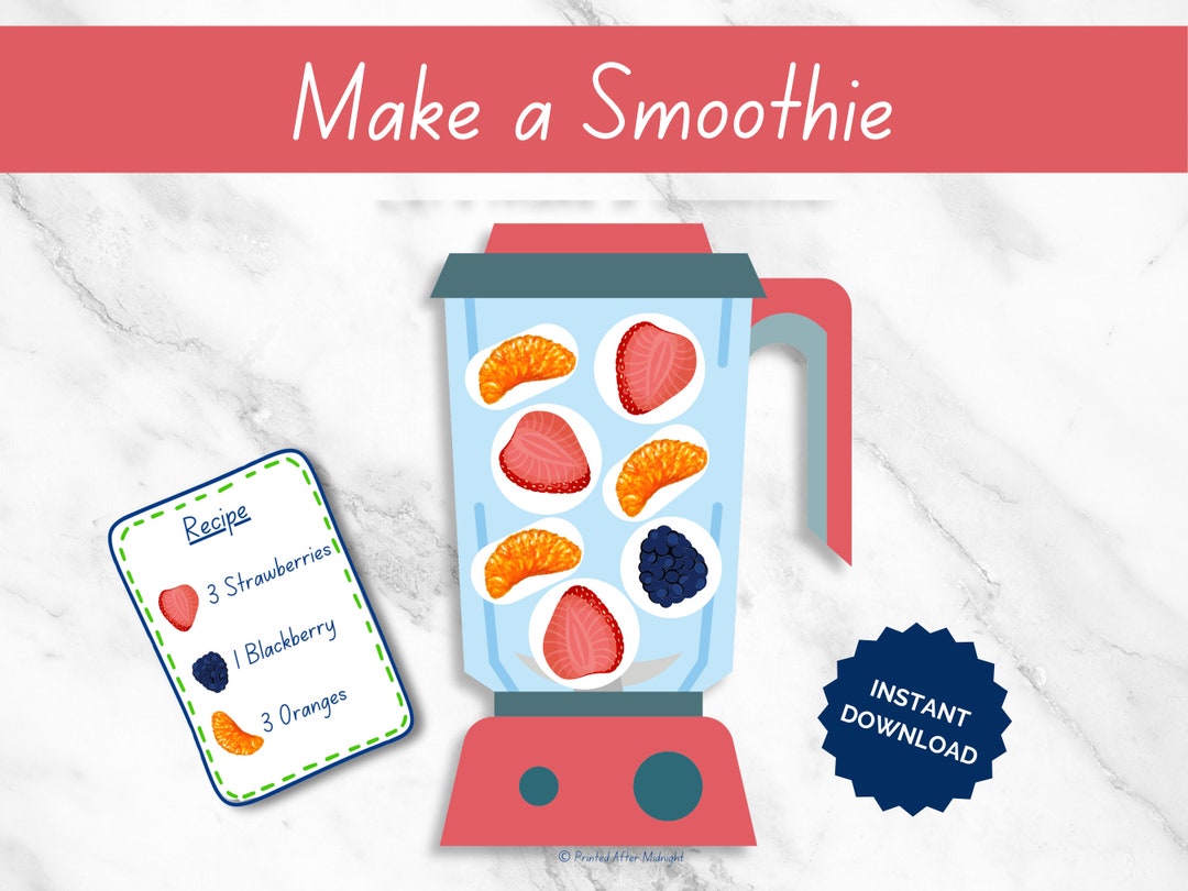 Build a Smoothie Game, Pretend Play, Preschool Printable, Busy Book ...