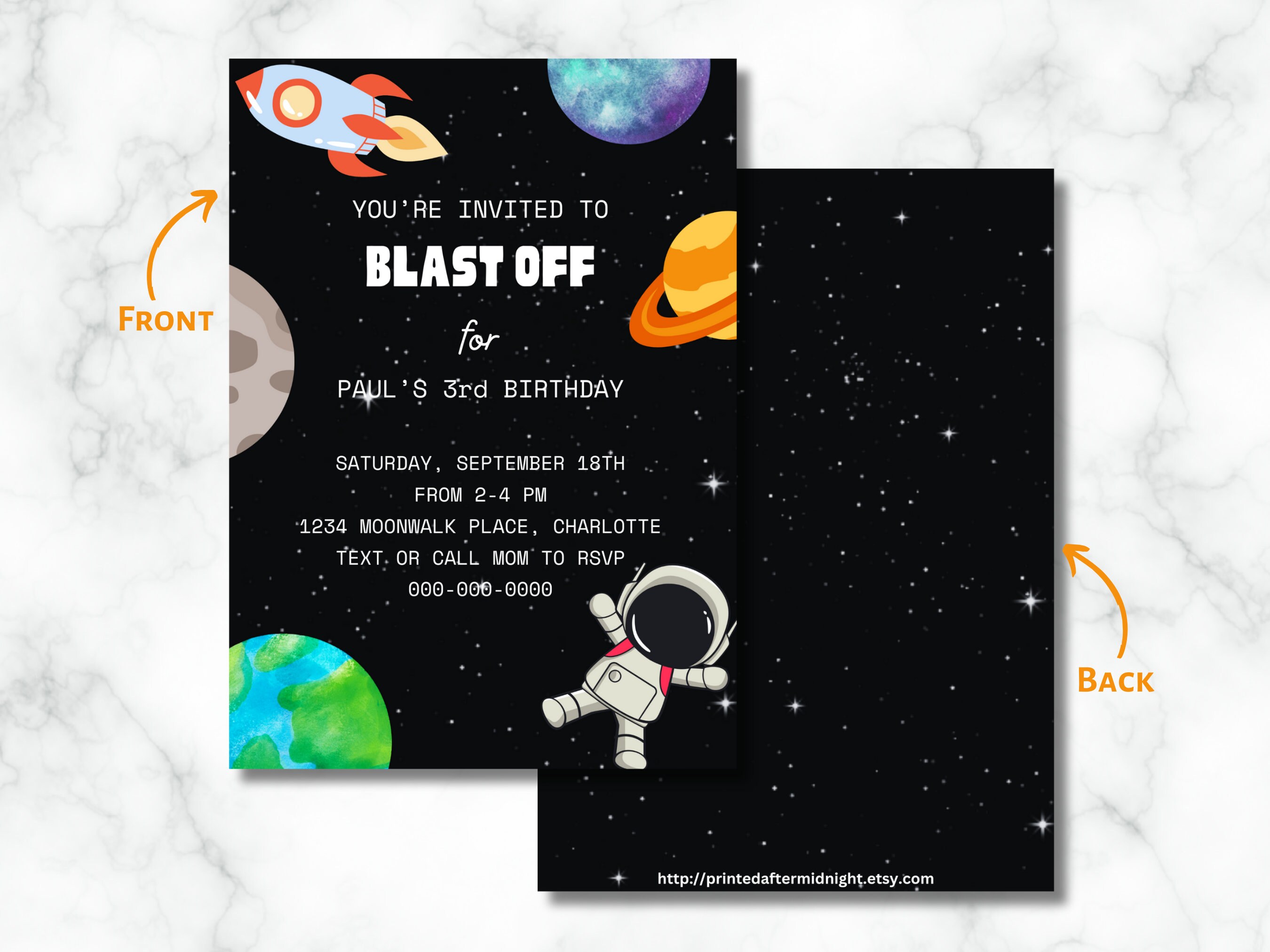 Space Birthday Party Invitation, Blast off Party Invitation, Space ...