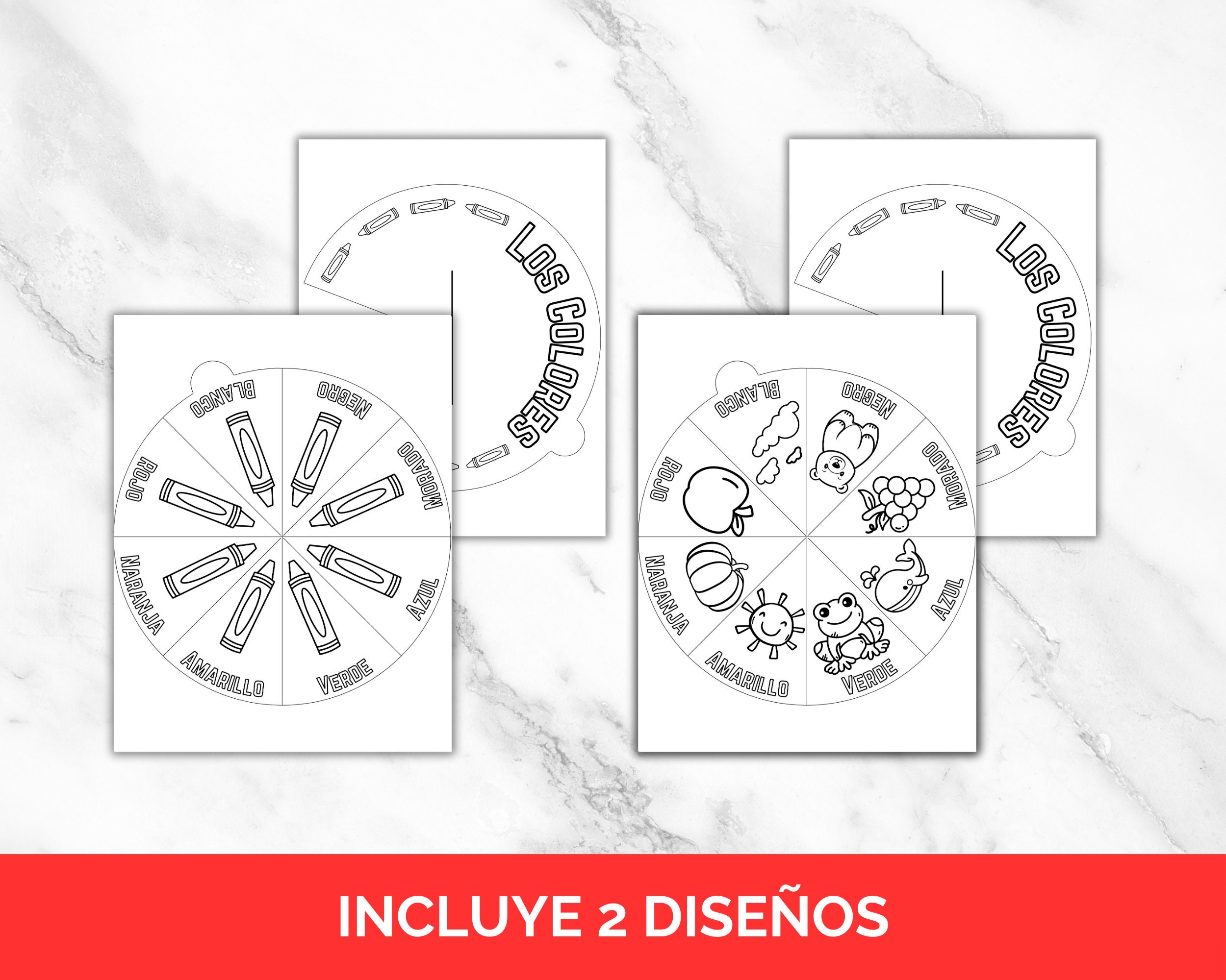 Los Colores Spinner Wheel Craft, Learning Spanish Colors Craft ...
