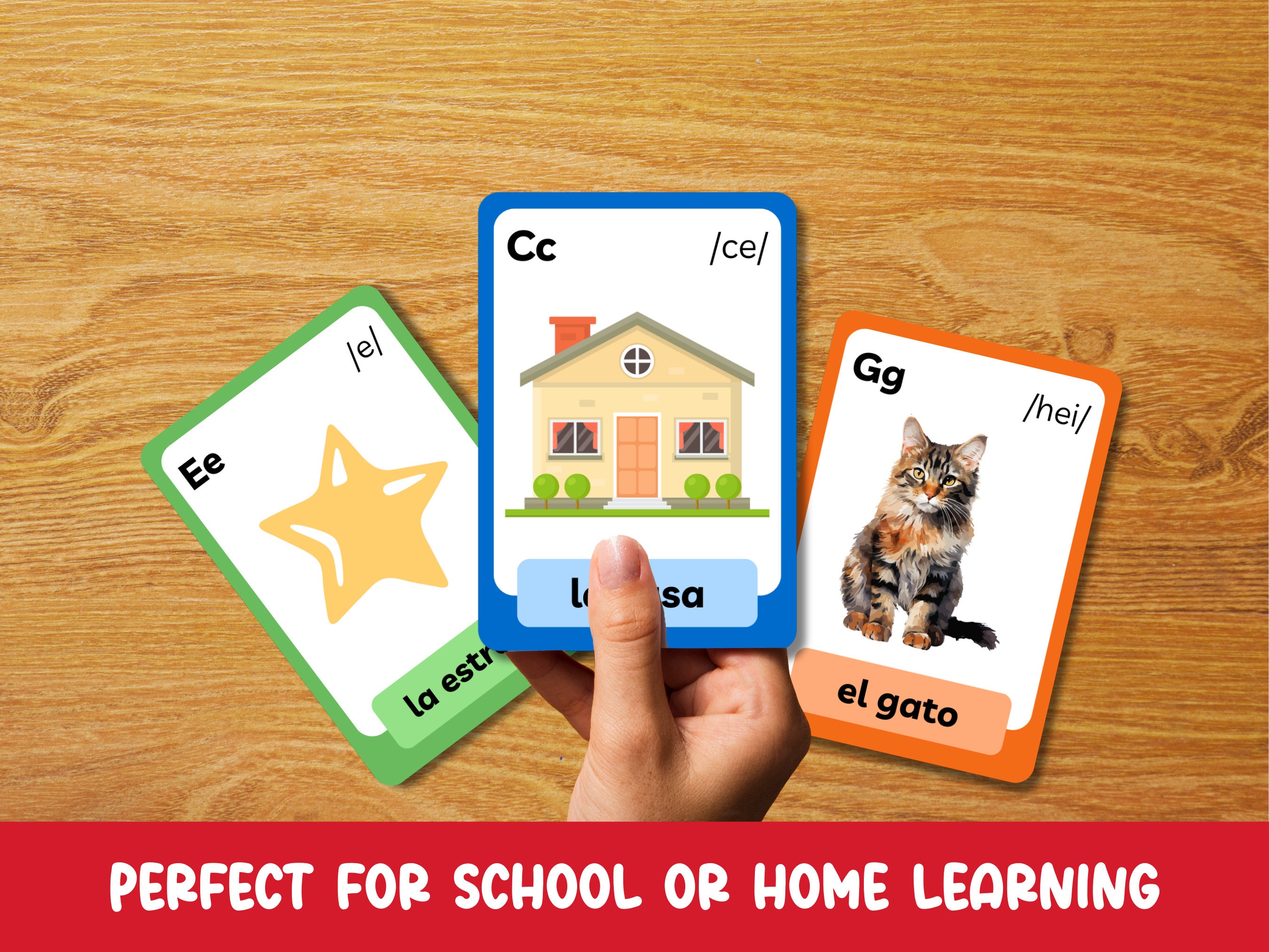 Spanish Alphabet Flashcards for Kids, Bilingual Spanish Alphabet ...