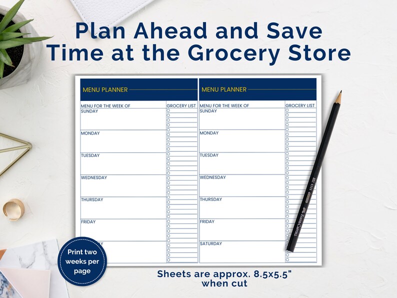 Printable Weekly Meal Planner, Meal Tracker With Shopping List, Grocery ...