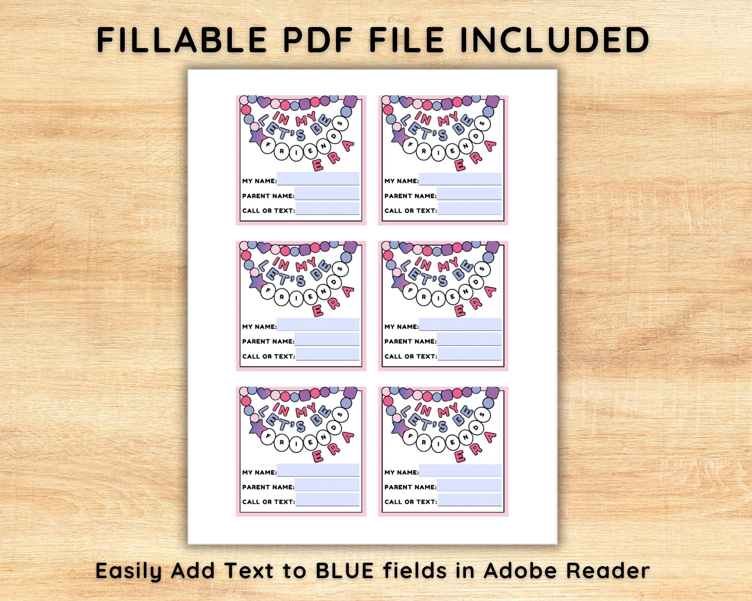 Kids Playdate Cards: Fillable Contact Invitation (PDF) - Etsy