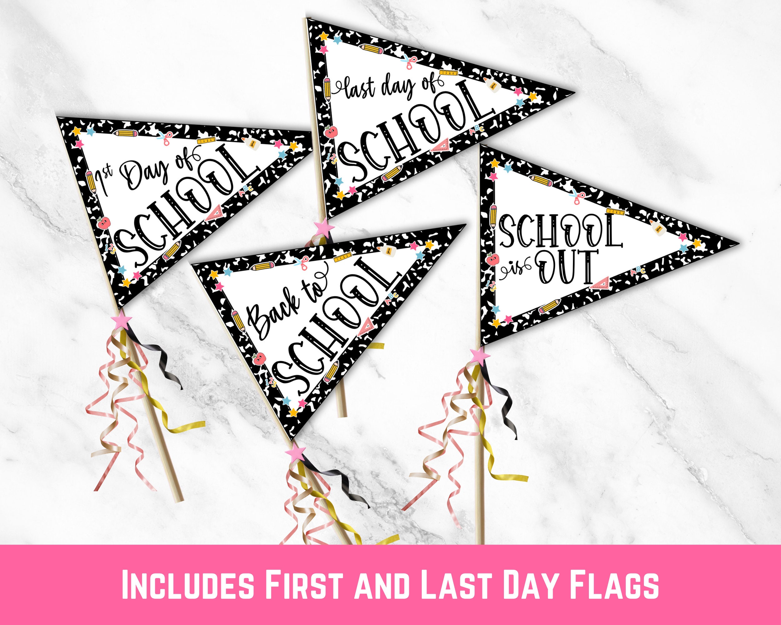 Printable First & Last Day of School Pennant Flags (digital Download ...