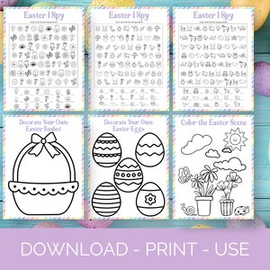 Easter Activity Bundle, Color by Number Easy, Easter Coloring Pages ...