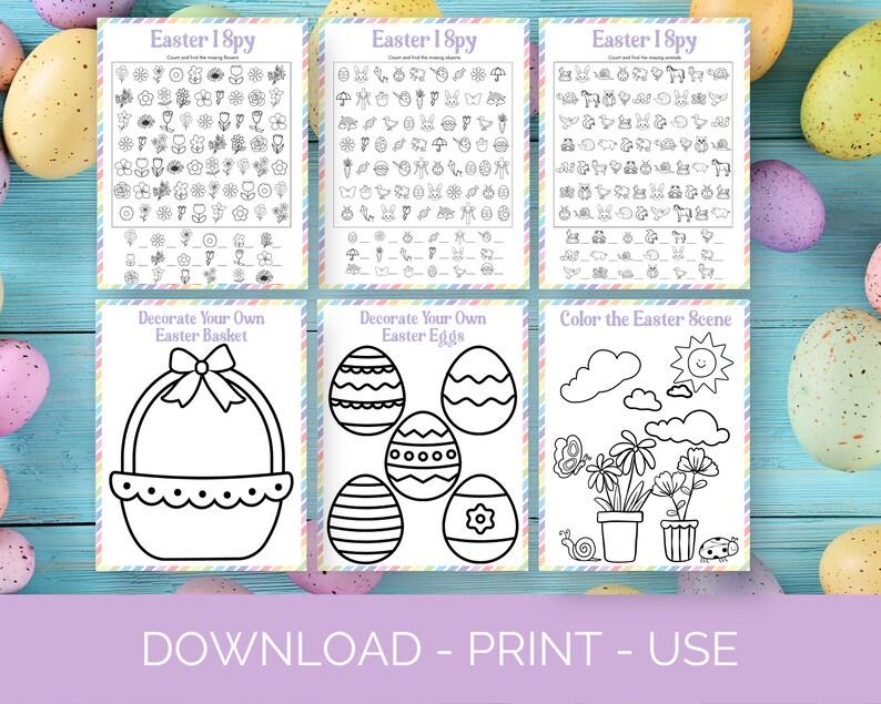 Easter Activity Bundle, Color by Number Easy, Easter Coloring Pages ...