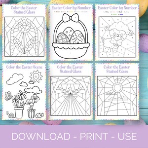 Easter Activity Bundle, Color by Number Easy, Easter Coloring Pages ...