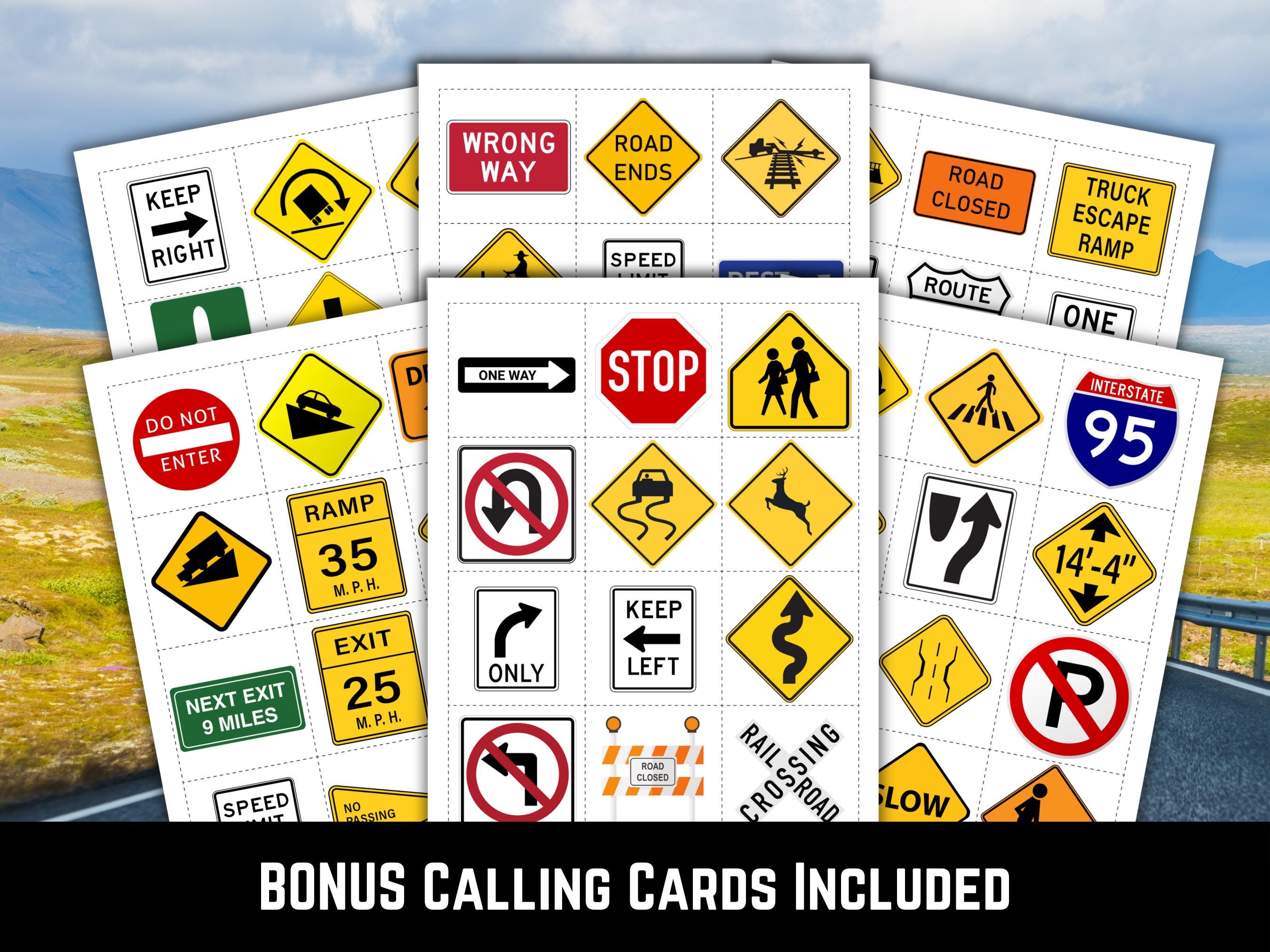 Road Sign Bingo Printable, Road Trip Bingo, Kids Road Trip Games ...