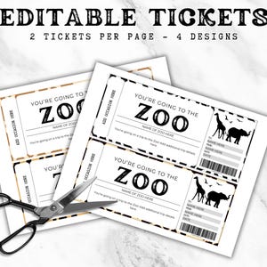 Editable Zoo Ticket Gift, Indoor Scavenger Hunt for Kids, Zoo ...