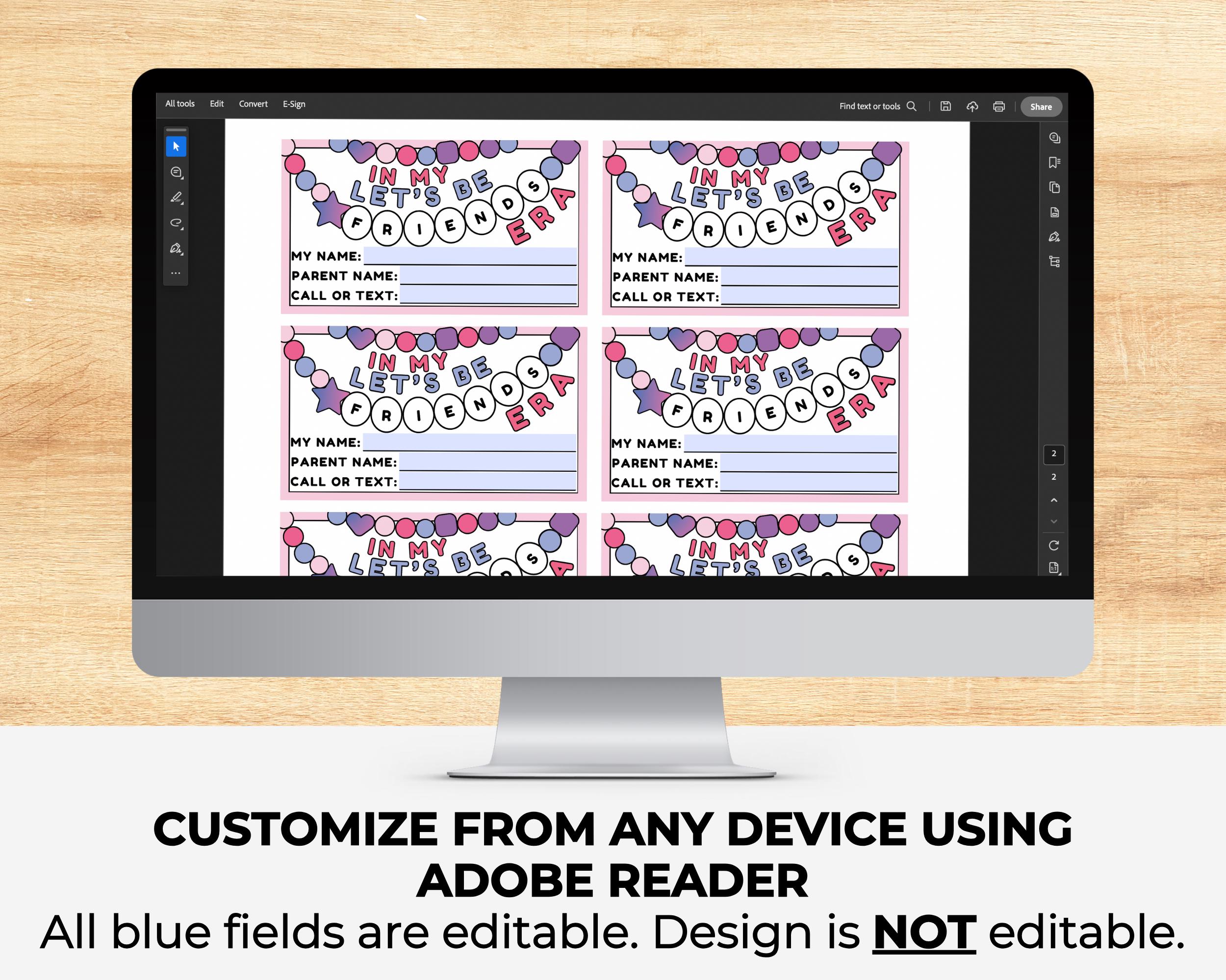 Kids Playdate Cards: Fillable Contact Invitation (PDF) - Etsy