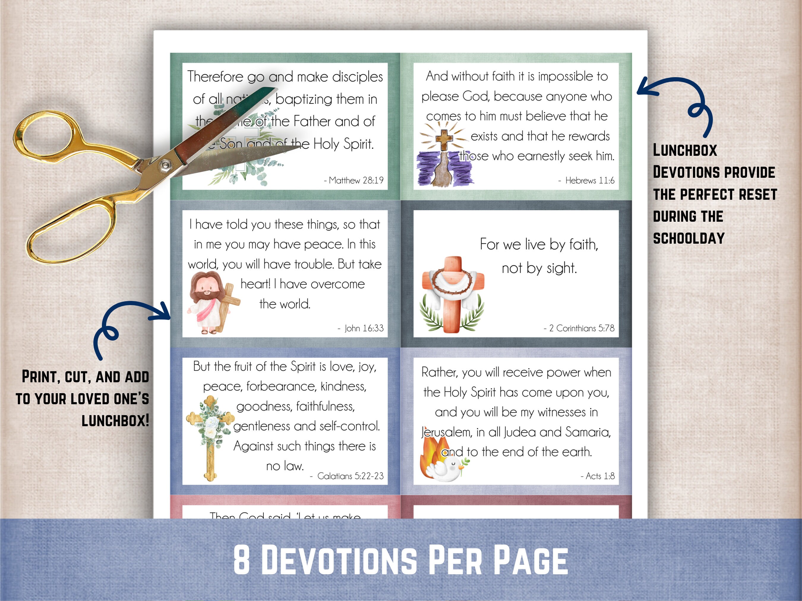 Printable Scripture Lunch Box Notes, Digital Bible Verse, Christian ...