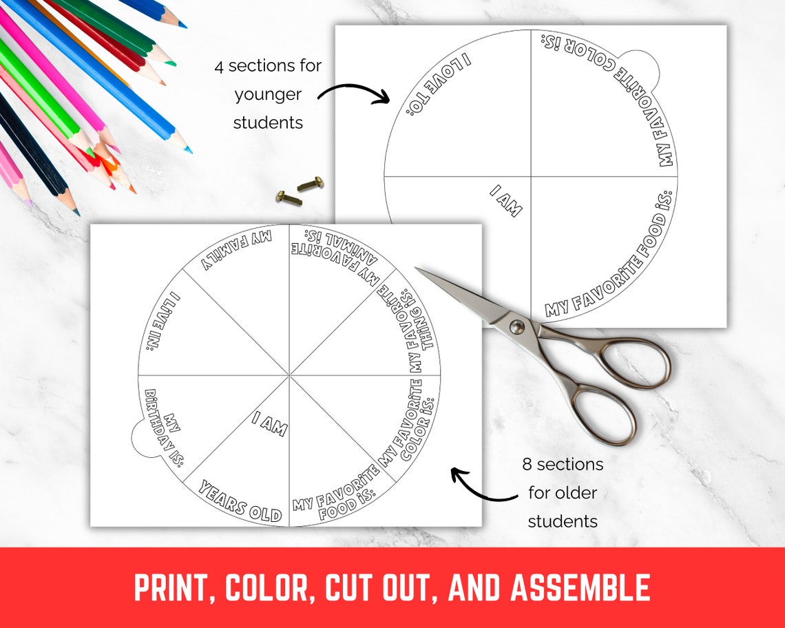 All About Me Spinner Wheel Activity, Back to School Coloring Sheet ...