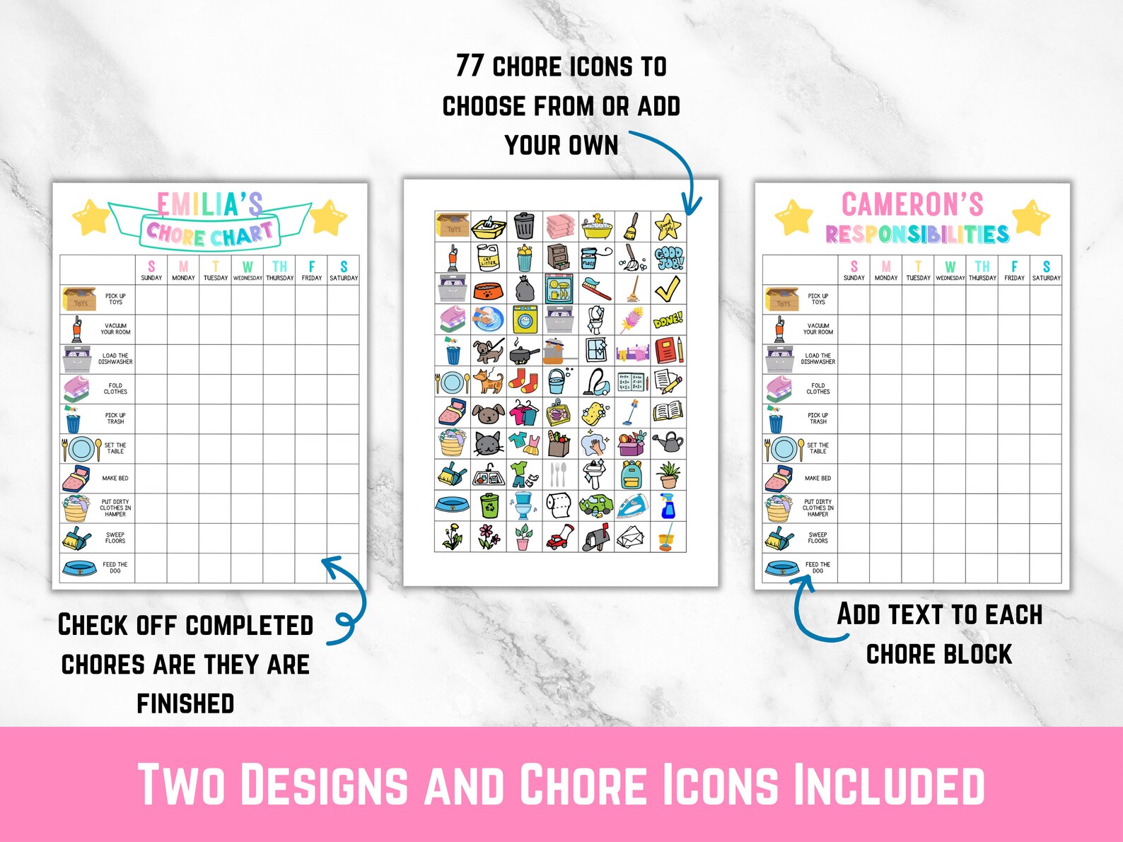 Visual Chore Chart, Printable Chore Chart, Visual Schedule for Kids ...
