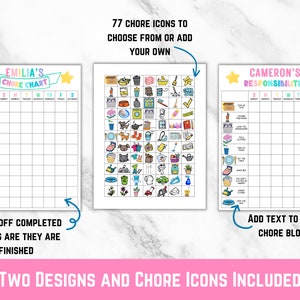 Visual Chore Chart, Printable Chore Chart, Visual Schedule for Kids ...