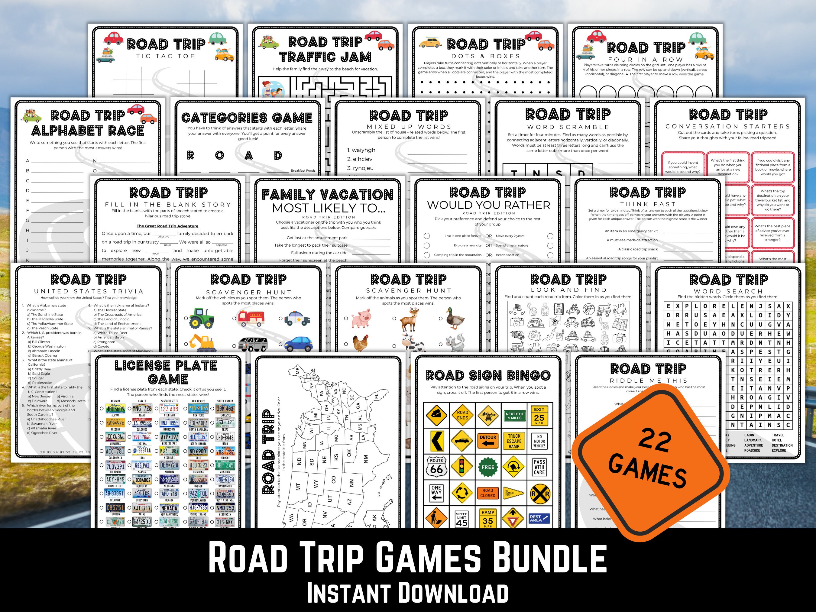 Road Trip Games Bundle, Road Trip Printable, Family Road Trip ...