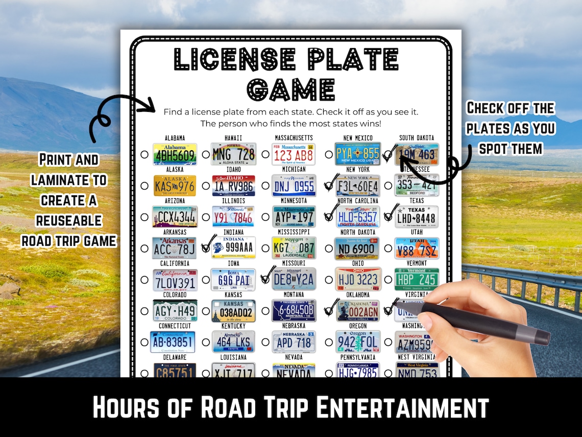 Road Trip License Plate Game, Printable Road Trip Game, Road Trip ...