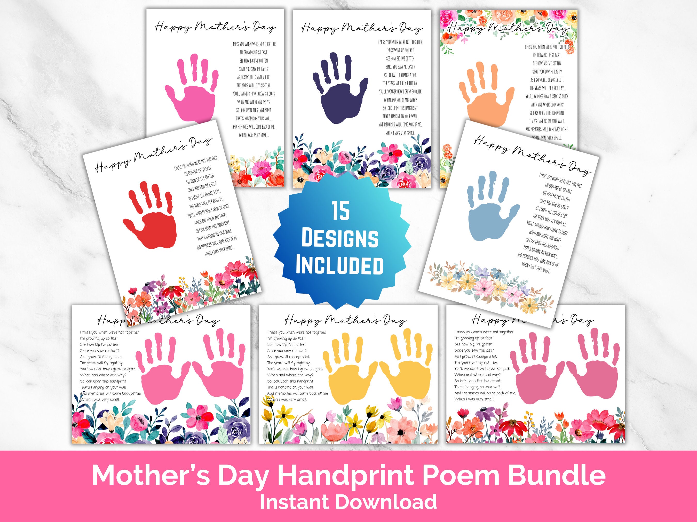 Mothers Day Handprint Art, Mothers Day Poem Craft, Handprint Flower ...