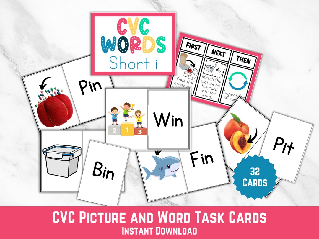 Short I Vowel CVC Picture Match Task Cards: Phonics Game (PDF) - Etsy