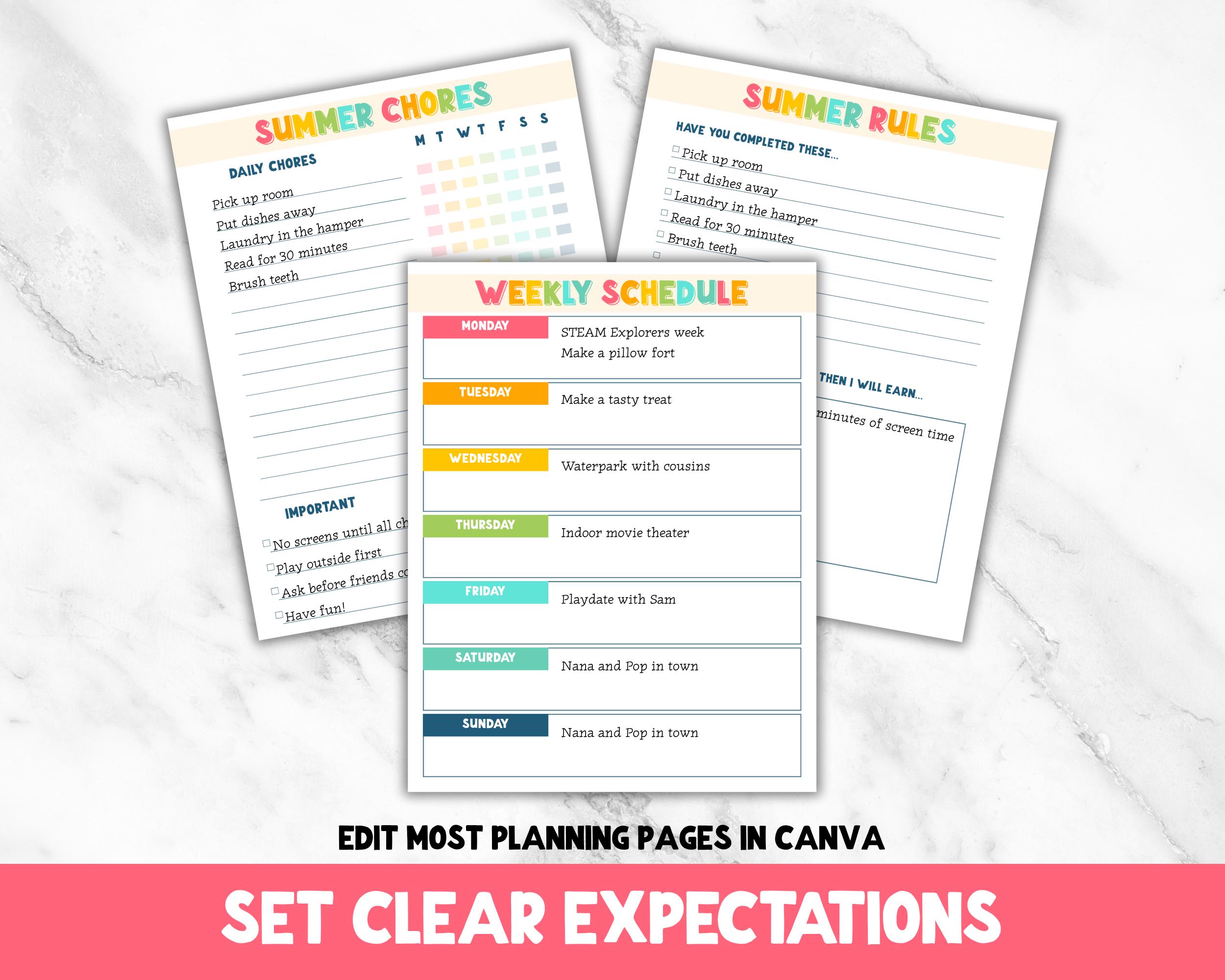Summer Camp at Home Planner, DIY Summer Break Activities, Summer Camp ...