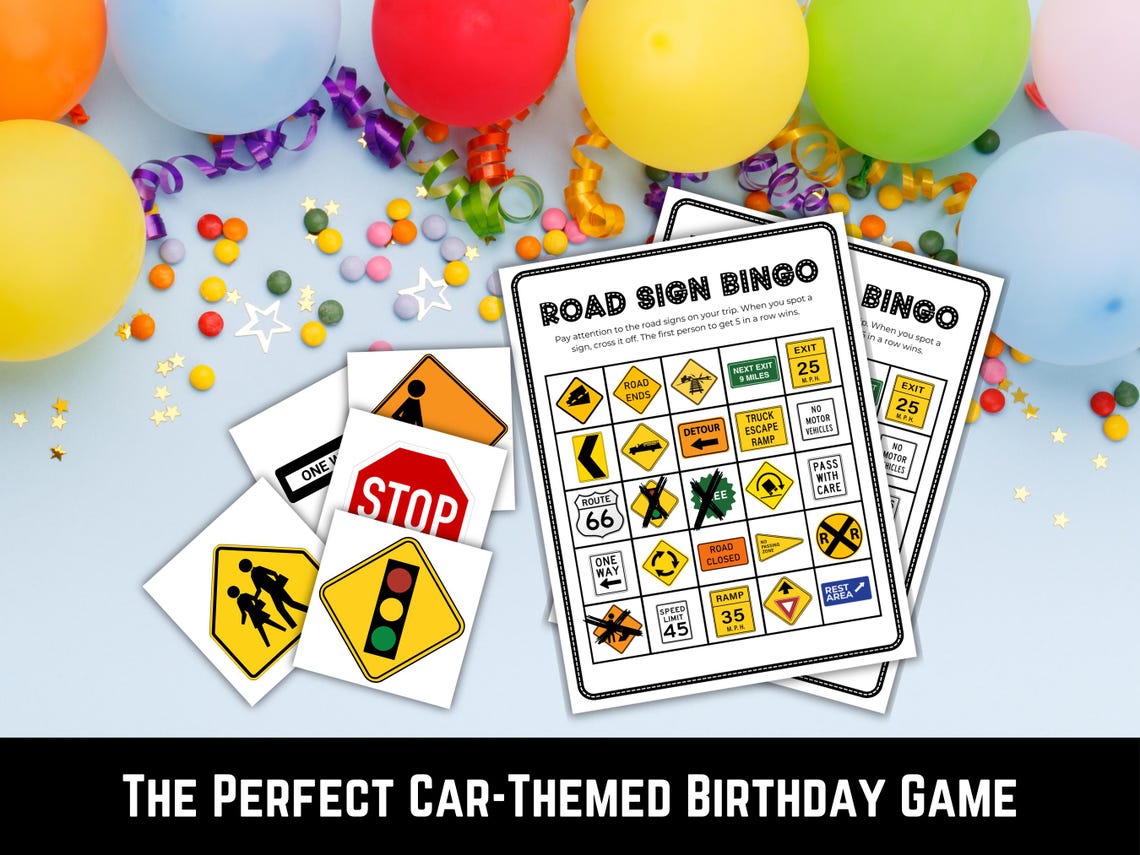 Road Sign Bingo Printable, Road Trip Bingo, Kids Road Trip Games ...