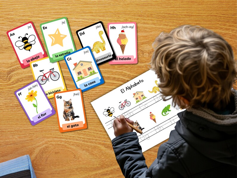 Spanish Alphabet Flashcards for Kids, Bilingual Spanish Alphabet ...