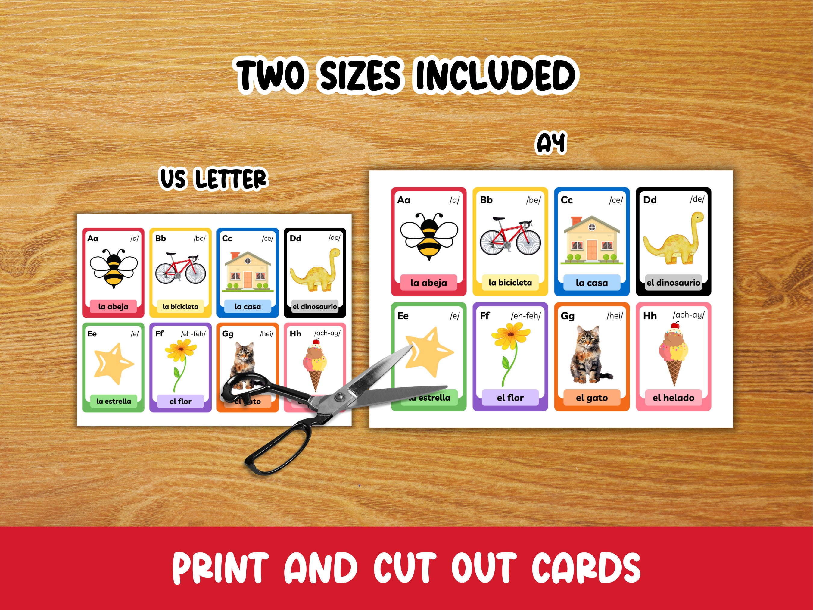 Spanish Alphabet Flashcards for Kids, Bilingual Spanish Alphabet ...