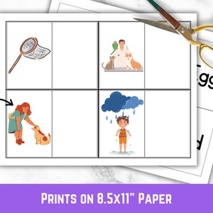 CVC Picture Match Task Cards, Short E Vowel Sound Activity, Printable ...