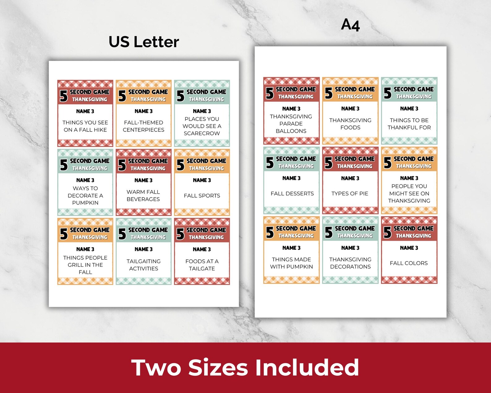5 Second Game Thanksgiving, Think Fast Game Printable Thanksgiving ...