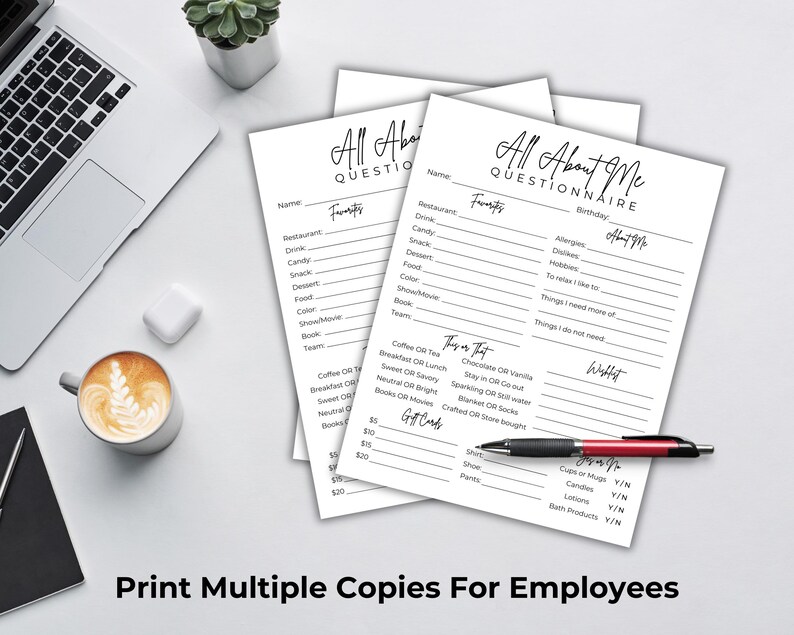 Team Building Get to Know Your Staff Questionnaire Printable, Employee ...