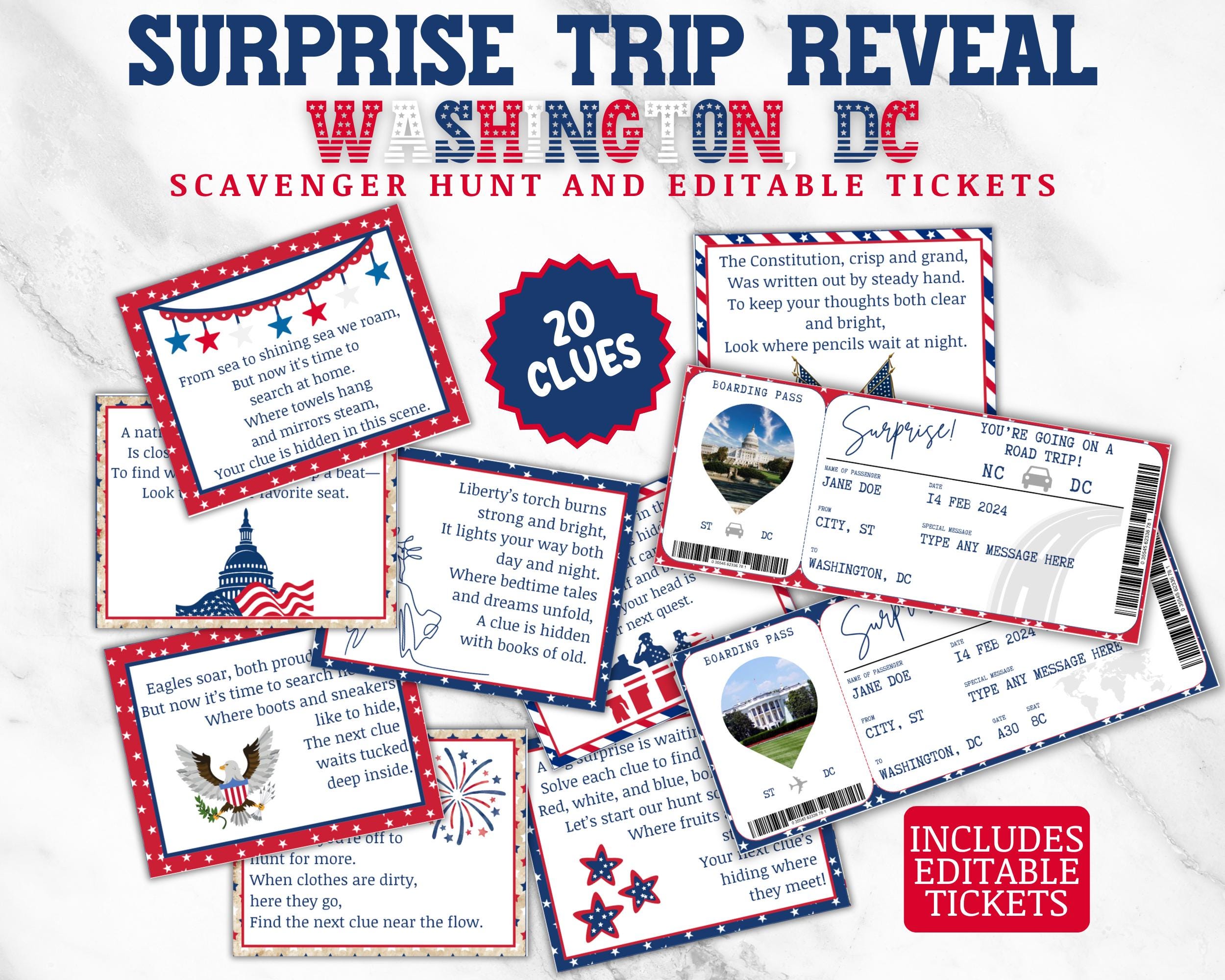 Surprise Trip Reveal to Washington DC Scavenger Hunt, Personalized ...