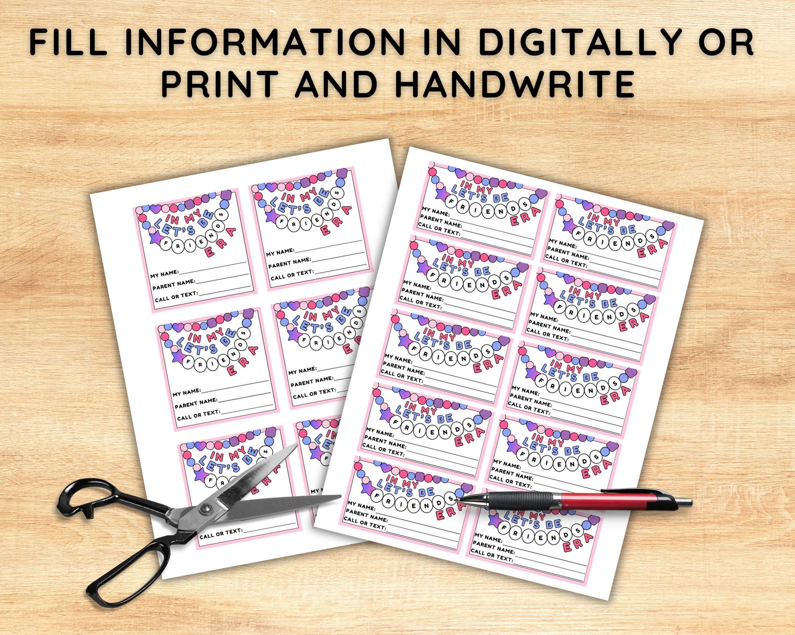 Kids Playdate Cards: Fillable Contact Invitation (PDF) - Etsy