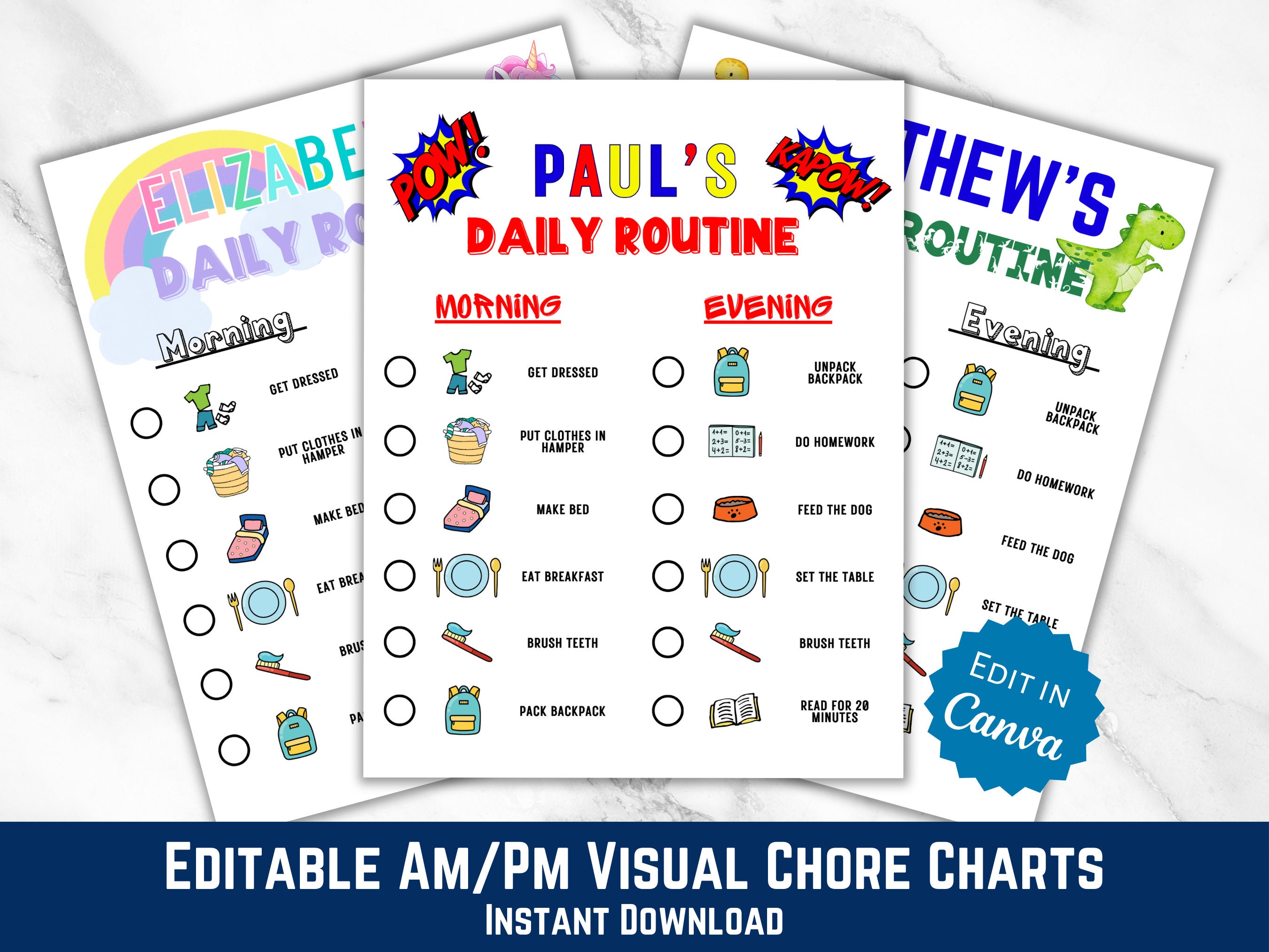 Visual Chore Chart Printable Chore Chart Visual Schedule for Kids Kids ...