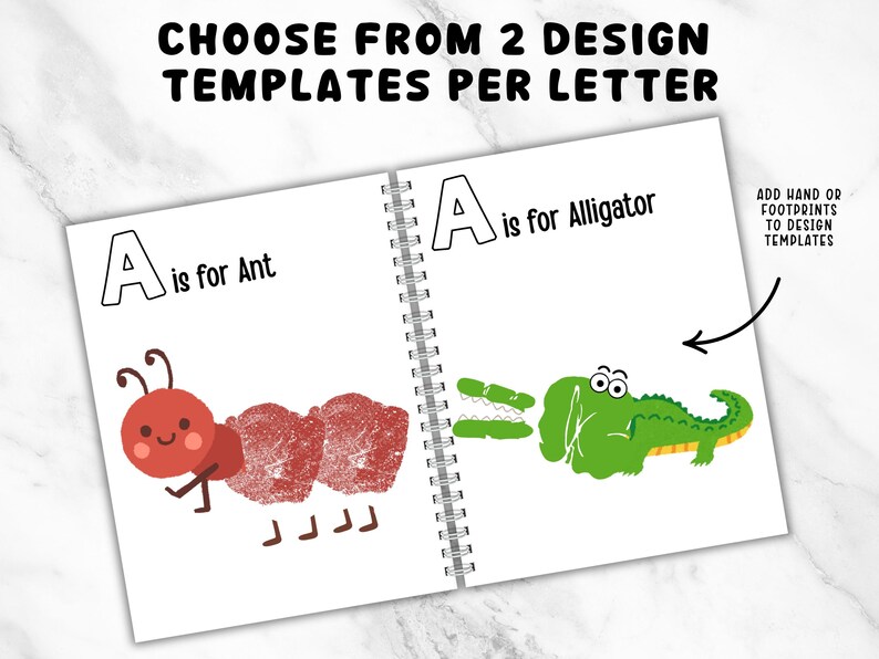 ABC Alphabet Handprint Craft, Animal Handprint Memory Book, A-Z ...