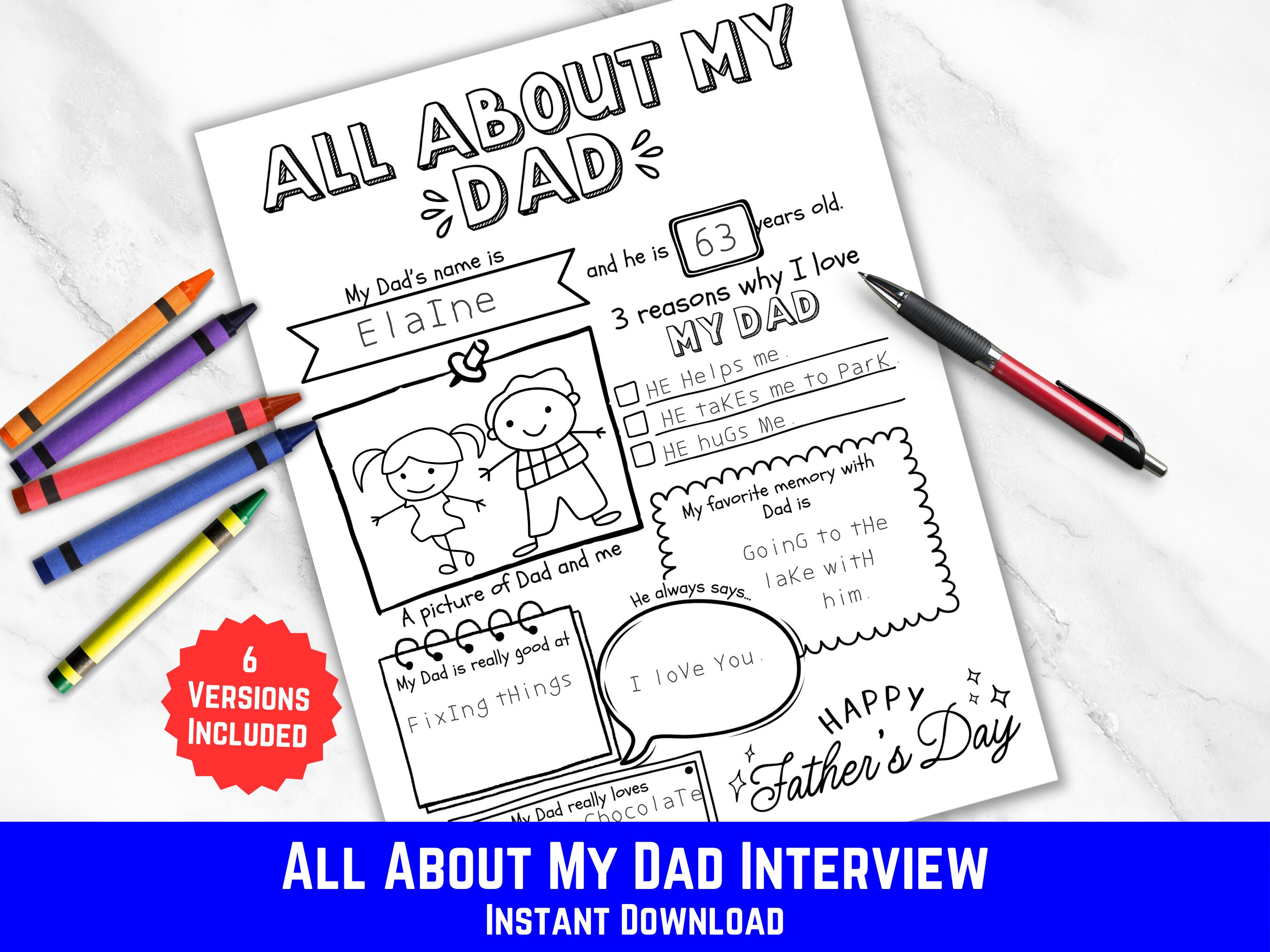 All About My Dad Printable Questionnaire All About My Grandpa
