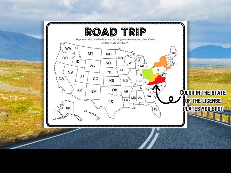 Road Trip License Plate Game, Printable Road Trip Game, Road Trip ...