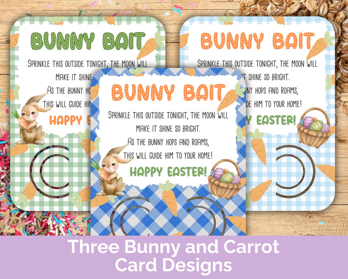 Easter Bunny Bait Card, Printable Bunny Food, Easter Bunny Treat Topper ...