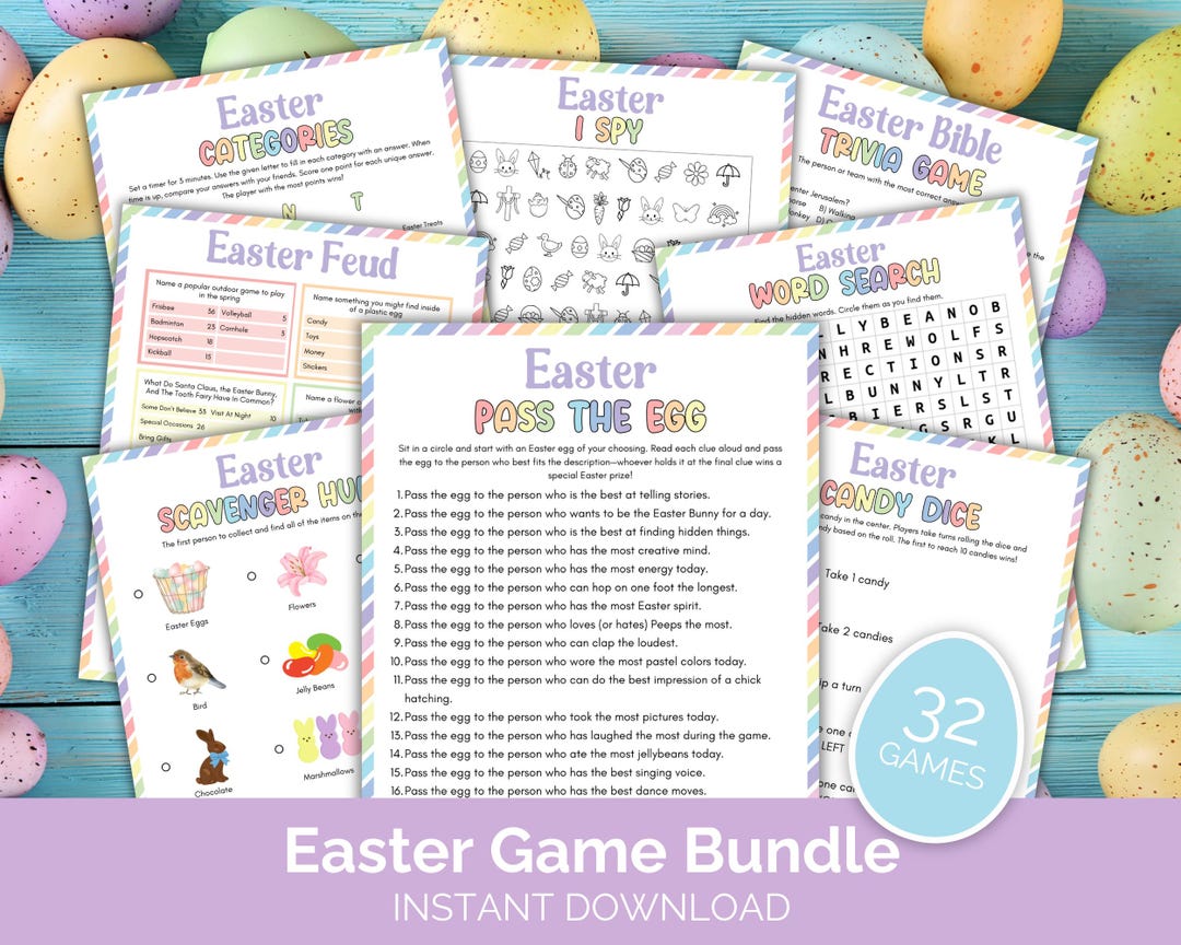 Easter Game Bundle Printable Activities, Church Bible Games for Teens ...