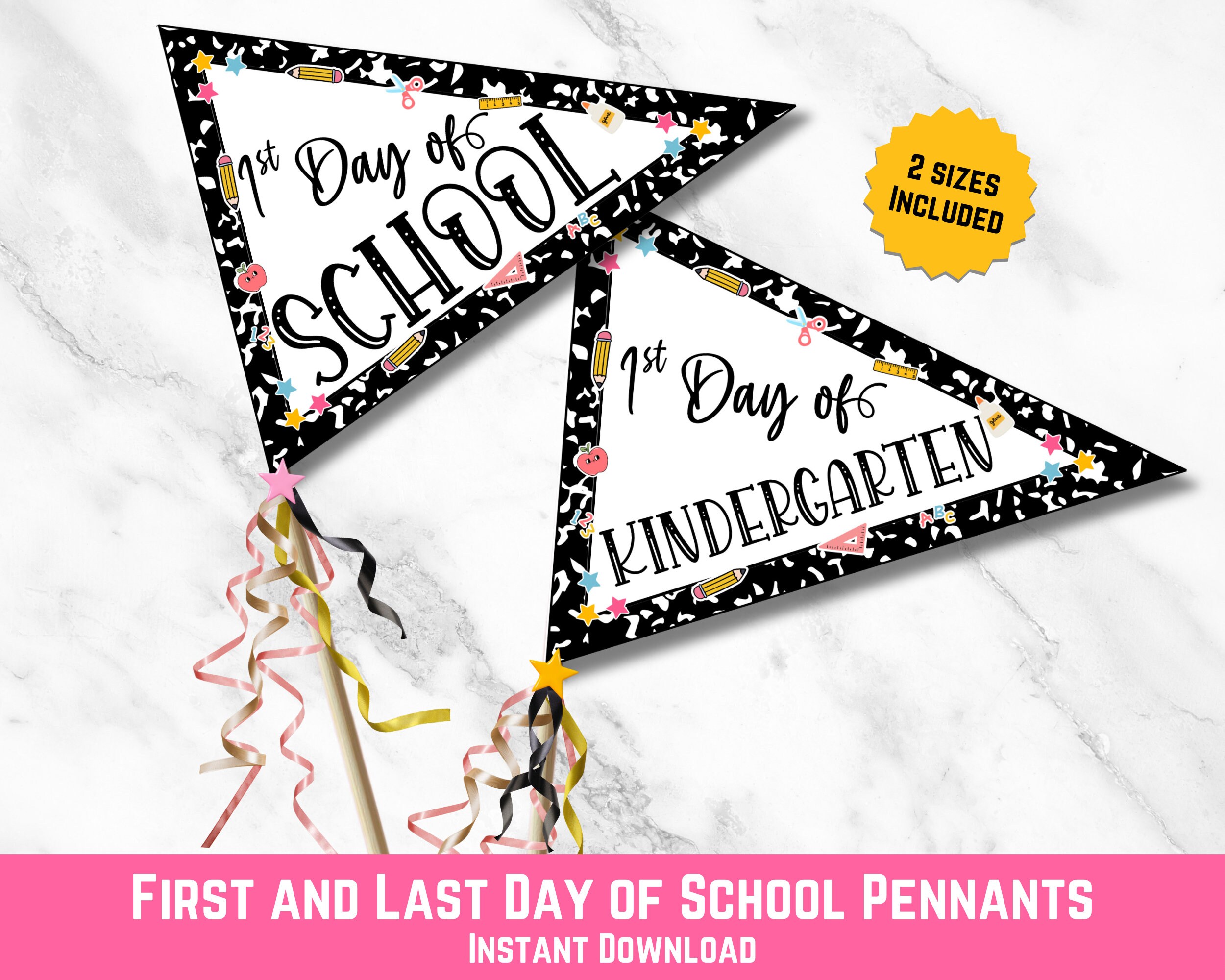 Printable First & Last Day of School Pennant Flags (digital Download ...