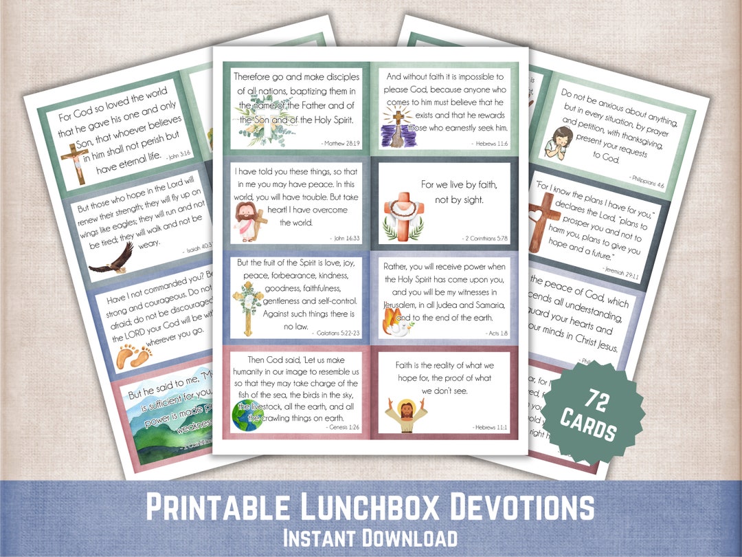 Printable Scripture Lunch Box Notes, Digital Bible Verse, Christian ...