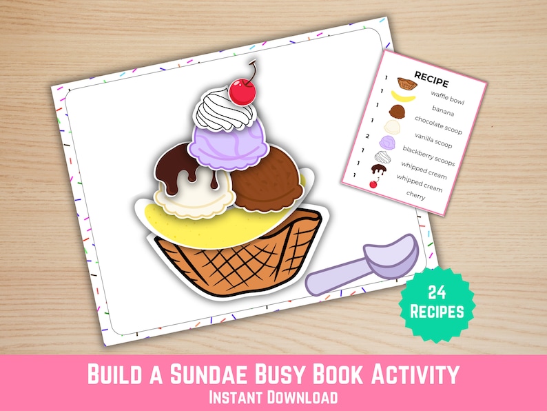 Build a Sundae, Pretend Play, Preschool Printable, Busy Book ...